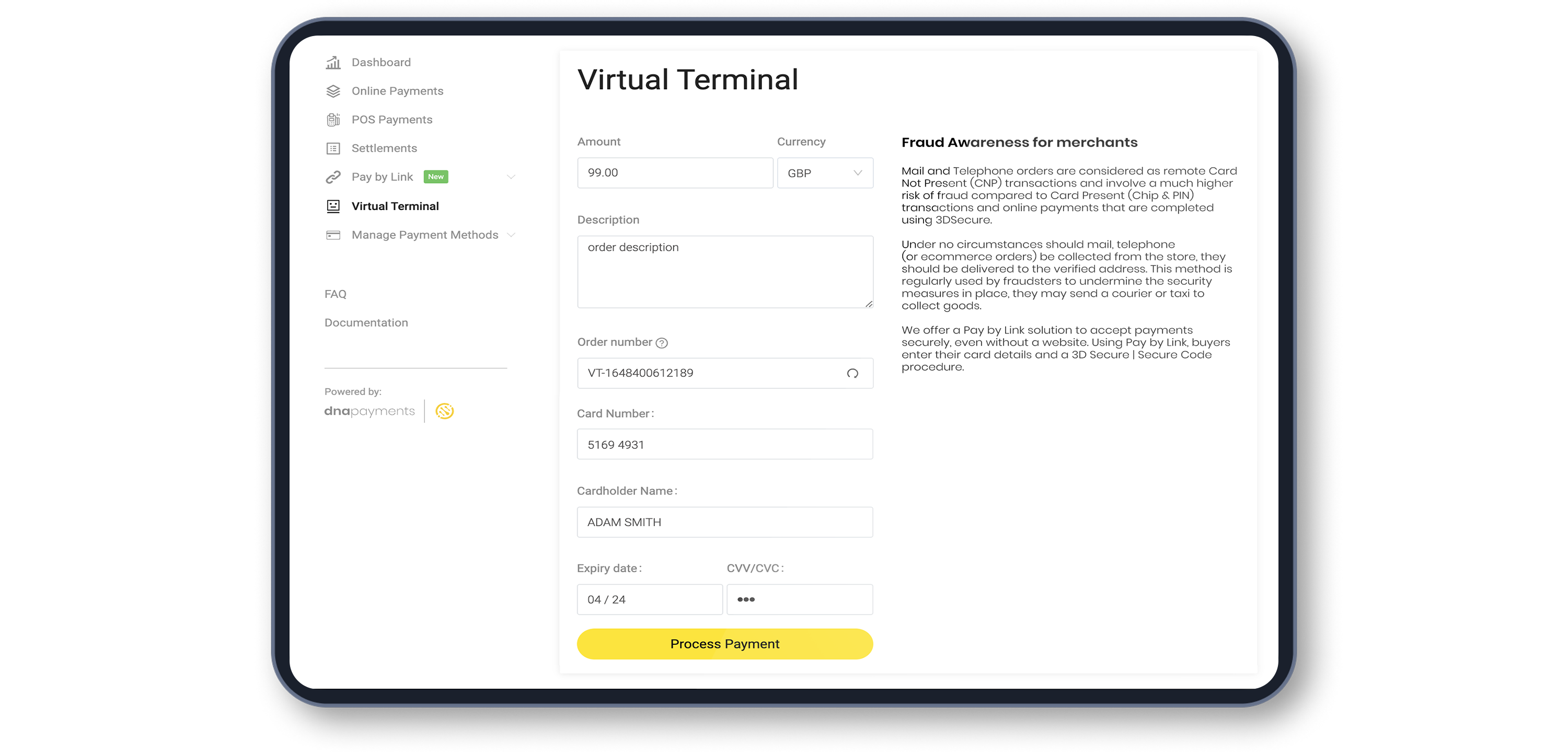 Virtual Terminal | DNA Payments