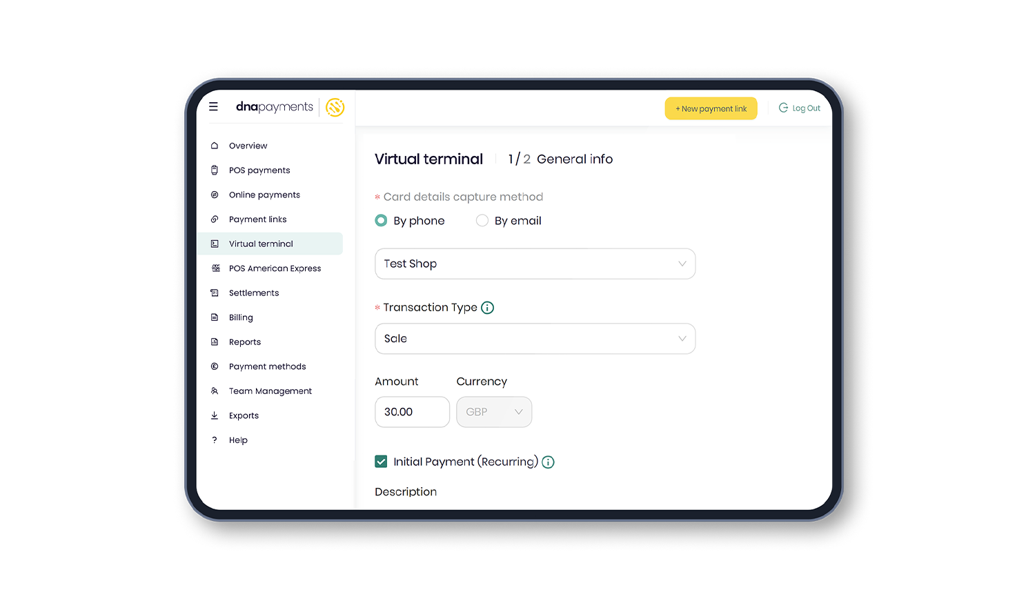 Virtual Terminal | DNA Payments